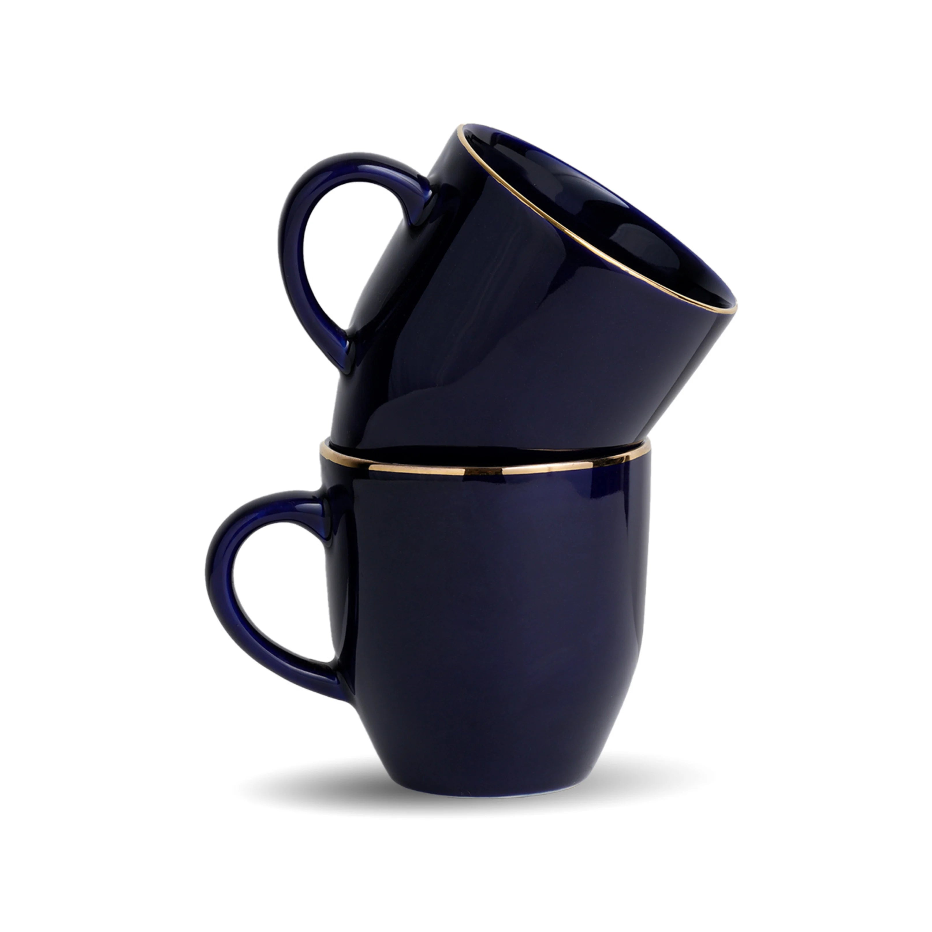 Ceramic Coffee Mug Set 300ml Blue | Gold Line Coffee Mugs Online