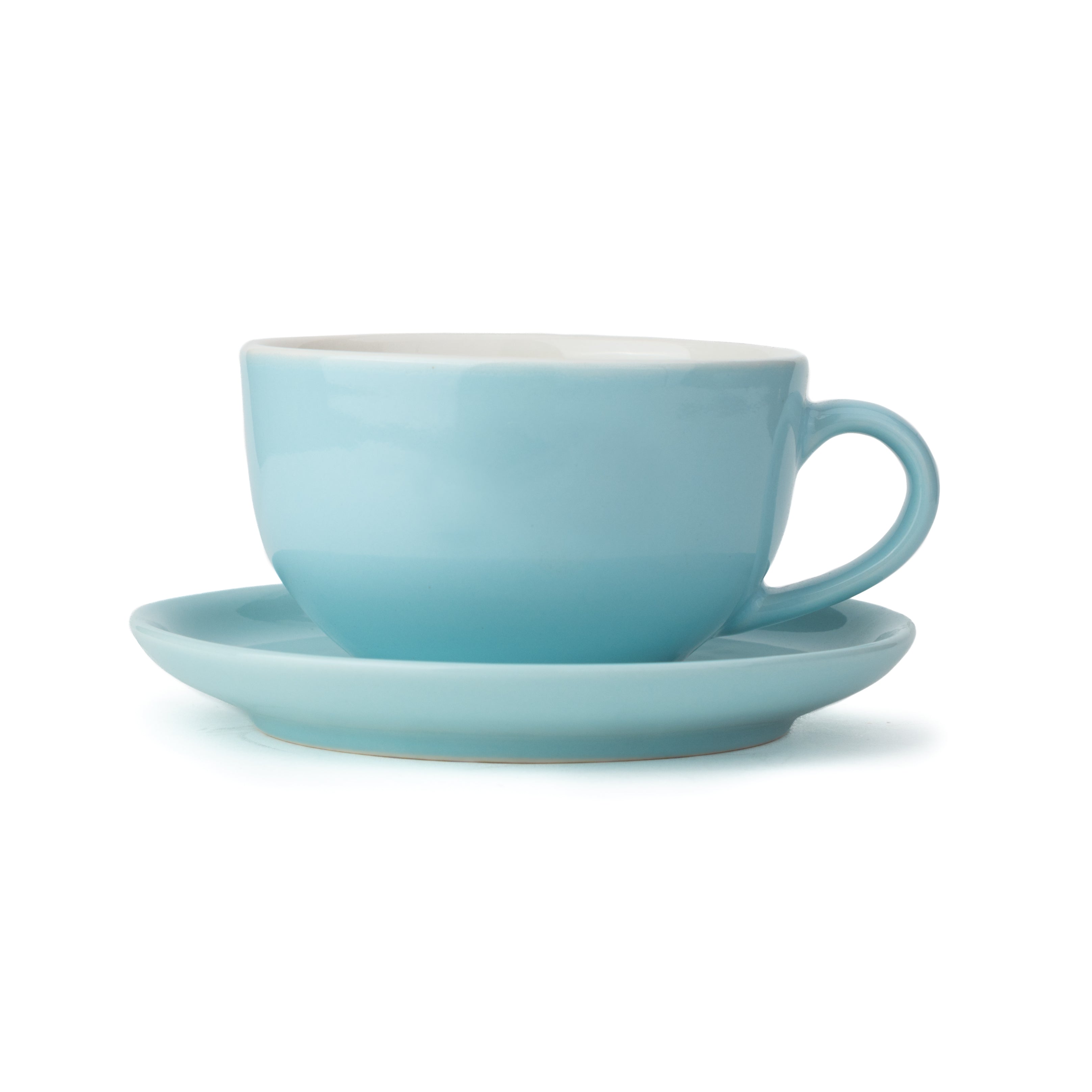 Large Light Blue Ceramic Coffee Cup & Saucer Set – 320ml | XL Cuppa Co