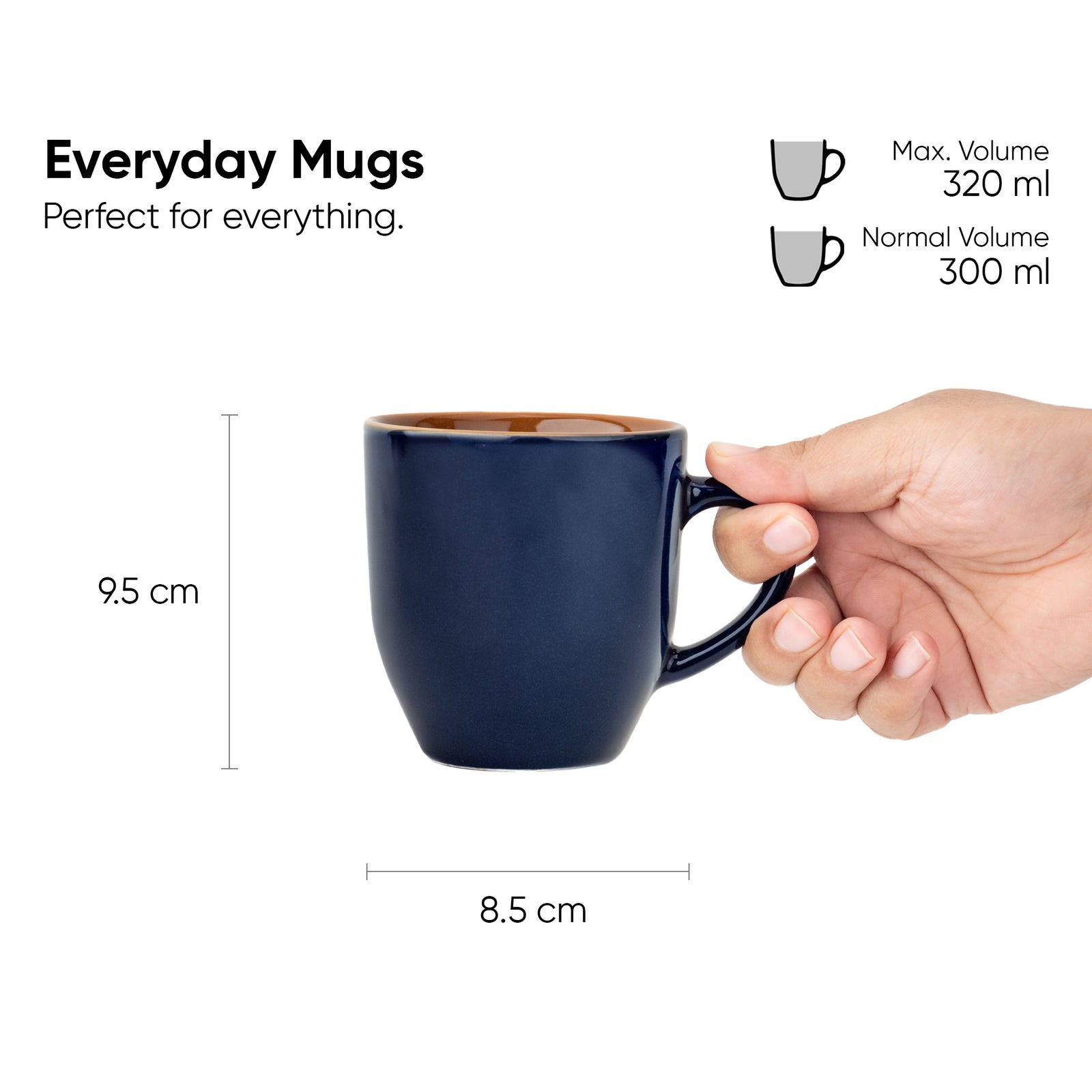 Ceramic Coffee Mug Set, Set of 6, 300ml, Midnight Blue | Everyday\Mugs